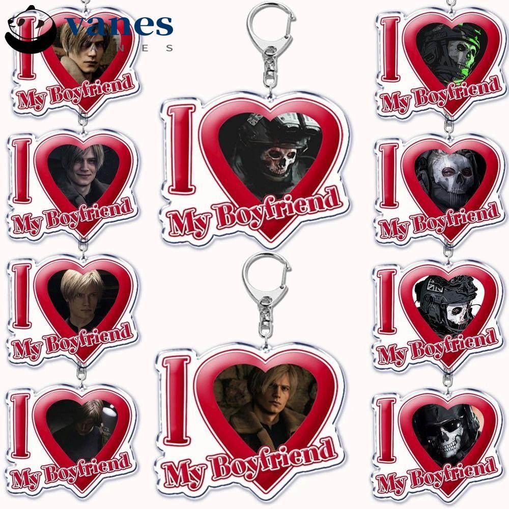 VANES I Love My Boyfriend Keyring, Red Heart Oppenheimer Heart Acrylic ...