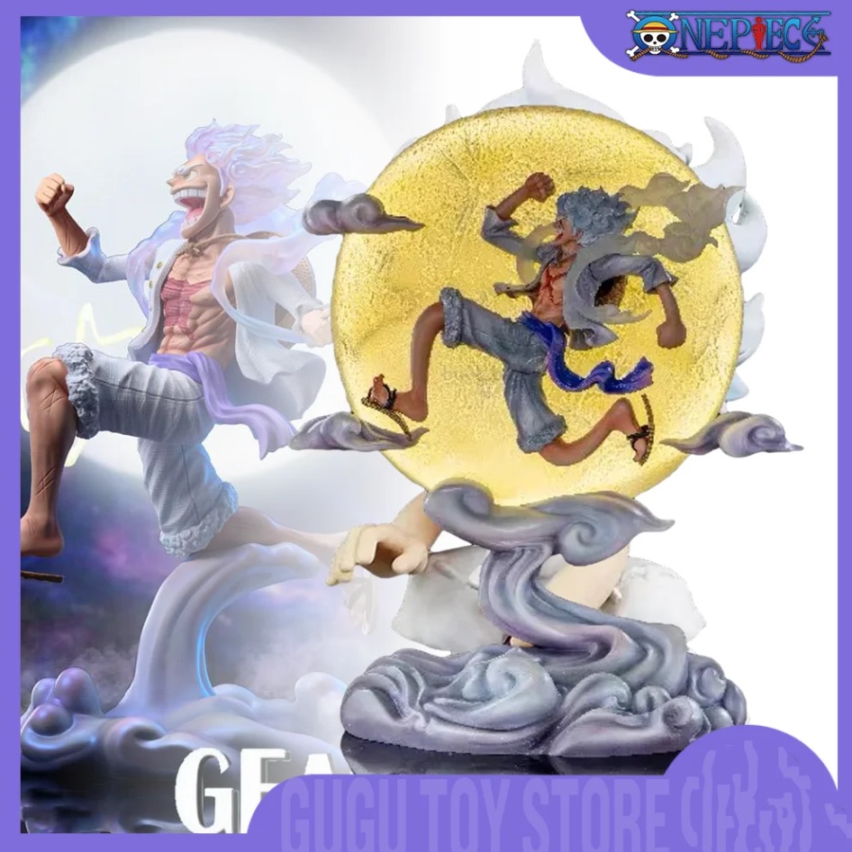 Free Led Moon Lamp 28cm One Piece Figure Gk Lightning Luffy Figure Sun ...