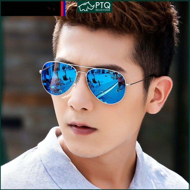 metal Sunglasses Men's and Women's New Reflective Color Film Large ...