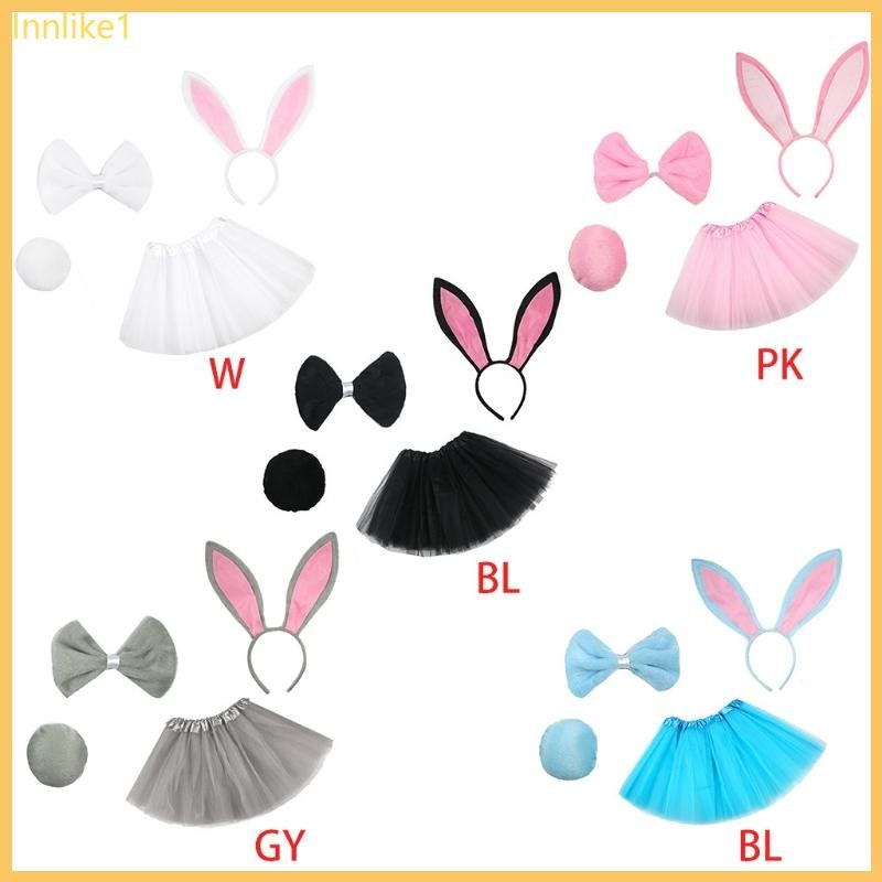 innlike1 4Pcs Kids Rabbit Cosplay Costume Set Layered Tulle Tutu Skirt ...
