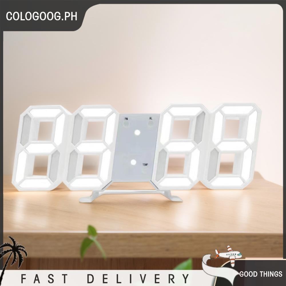3D LED Digital Wall Clock Auto Adjustable Brightness USB Powered for ...