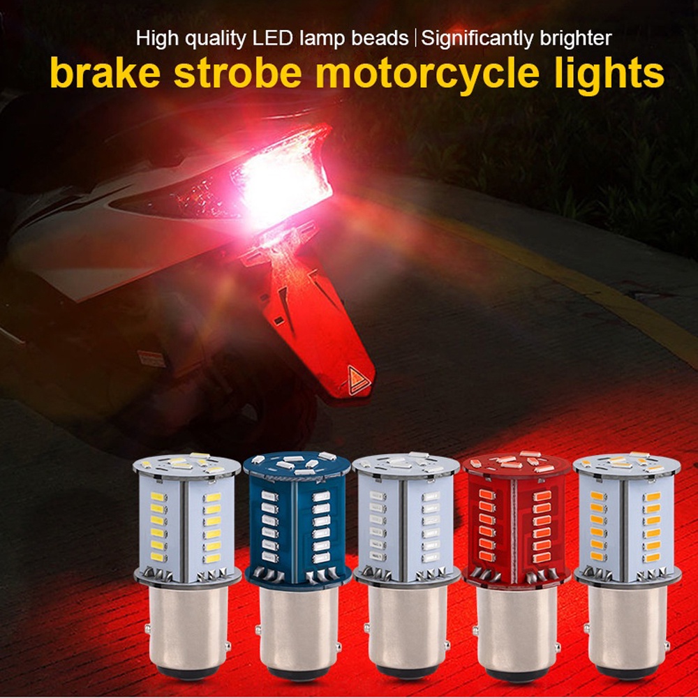 1pcs Motorcycle Tail Light Flash 1157 LED Strobe Signal Blinker Stop Brake Light BAY15D Bulb ...