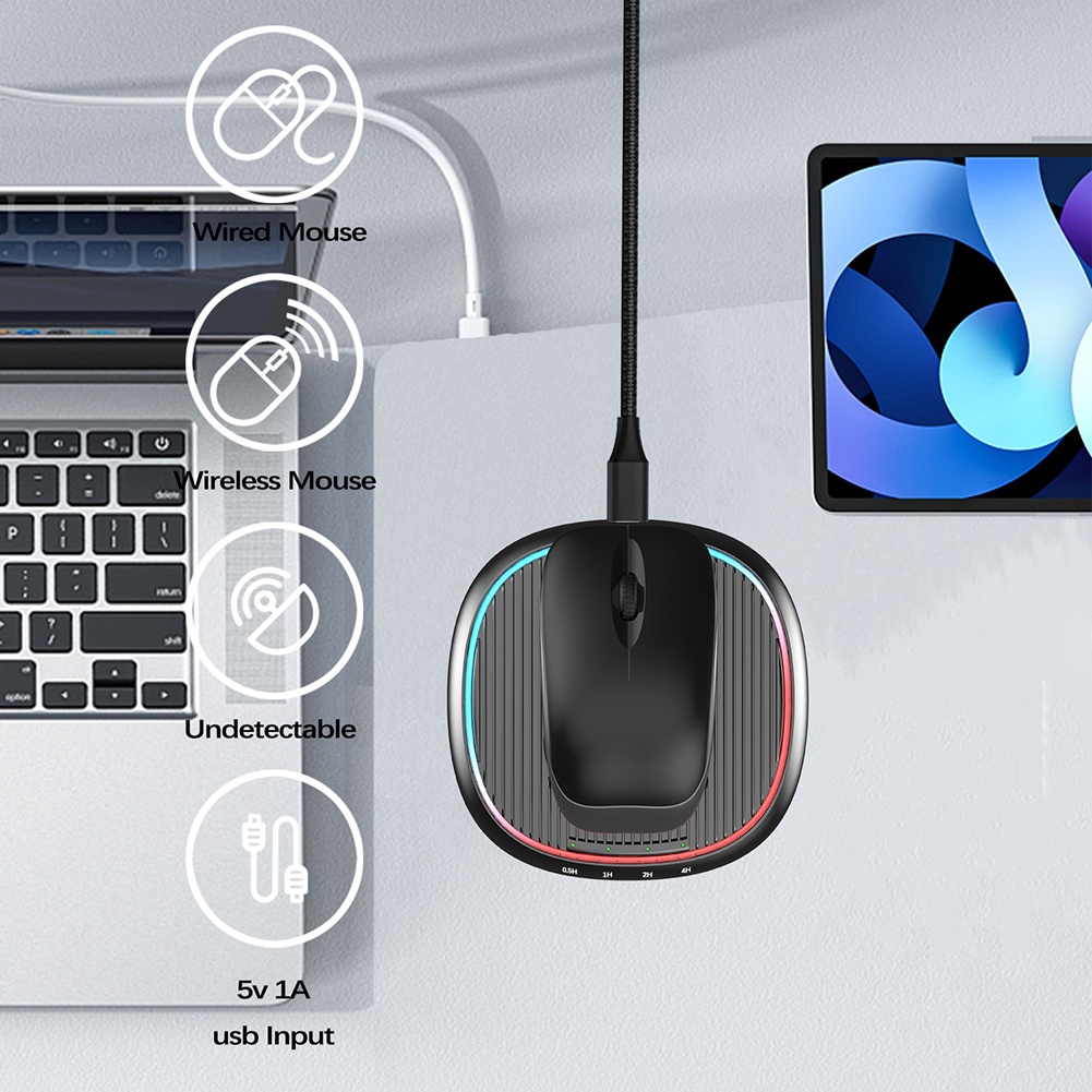Adjustable Mouse Mover RGB Lights with Timer Mouse Jiggler Computer ...
