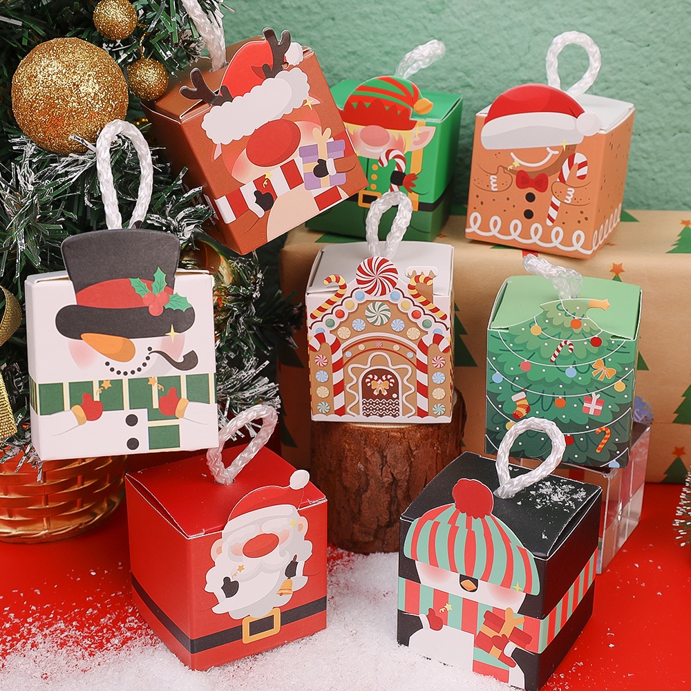 1/10Pcs Christmas Snowman Old Man Elk Gift Boxes Chocolate Candy Cookie ...