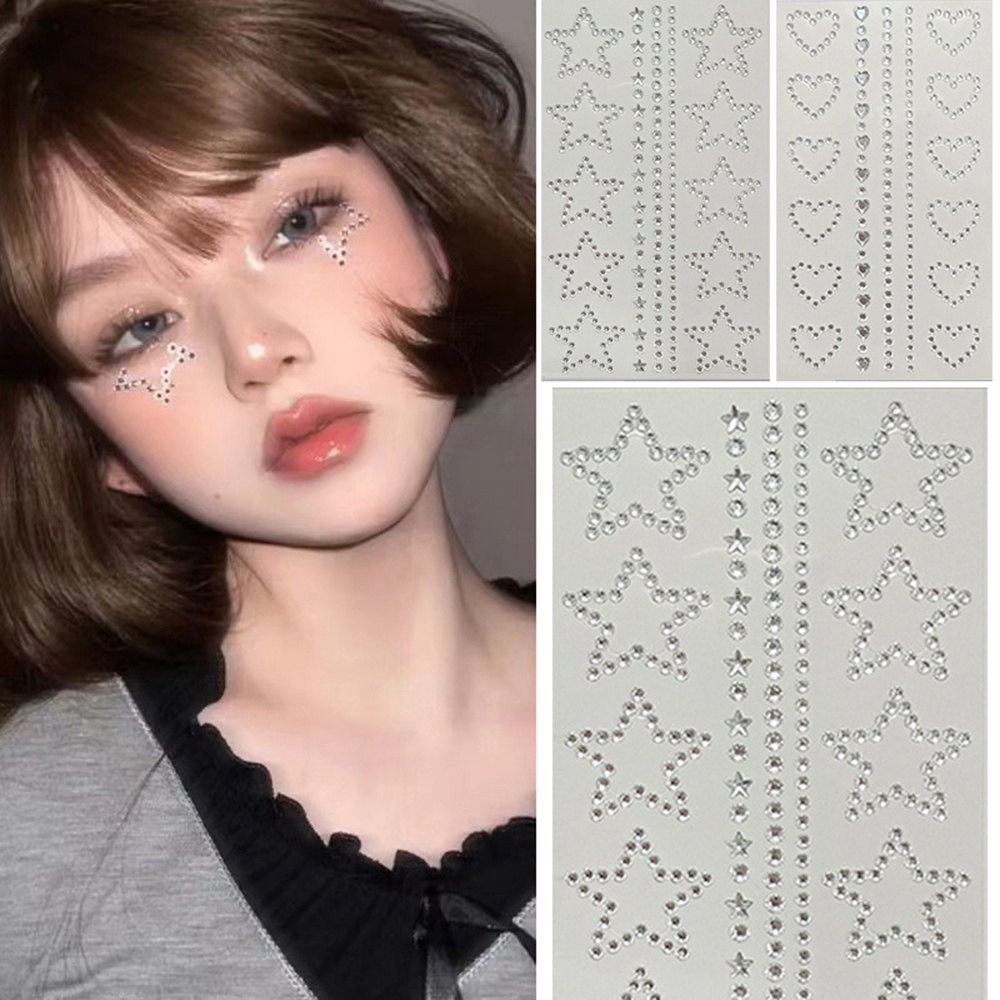 Star Rhinestone Face Stickers 3D Sticker Love Diamond Face Eye Makeup ...