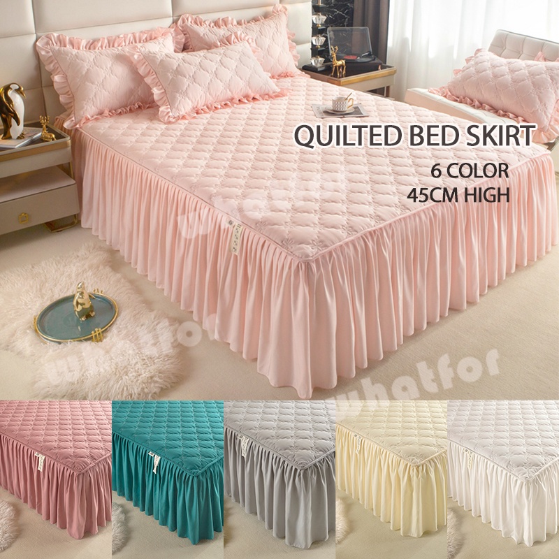 Palda ng bedsheet Bed Sheet Skirt with Lace Wedding White Bed Cover ...