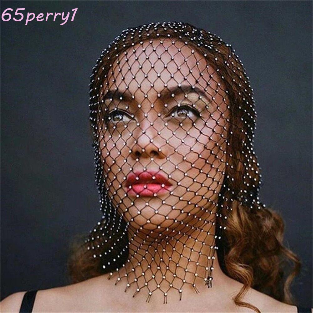 PERRY1 Rhinestone Mesh Veil Carnival Facial Decoration Face Jewelry ...