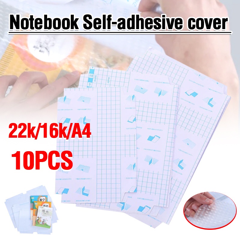 10Sheets Transparent Self-adhesive Book Wrapper Book Cover Film ...