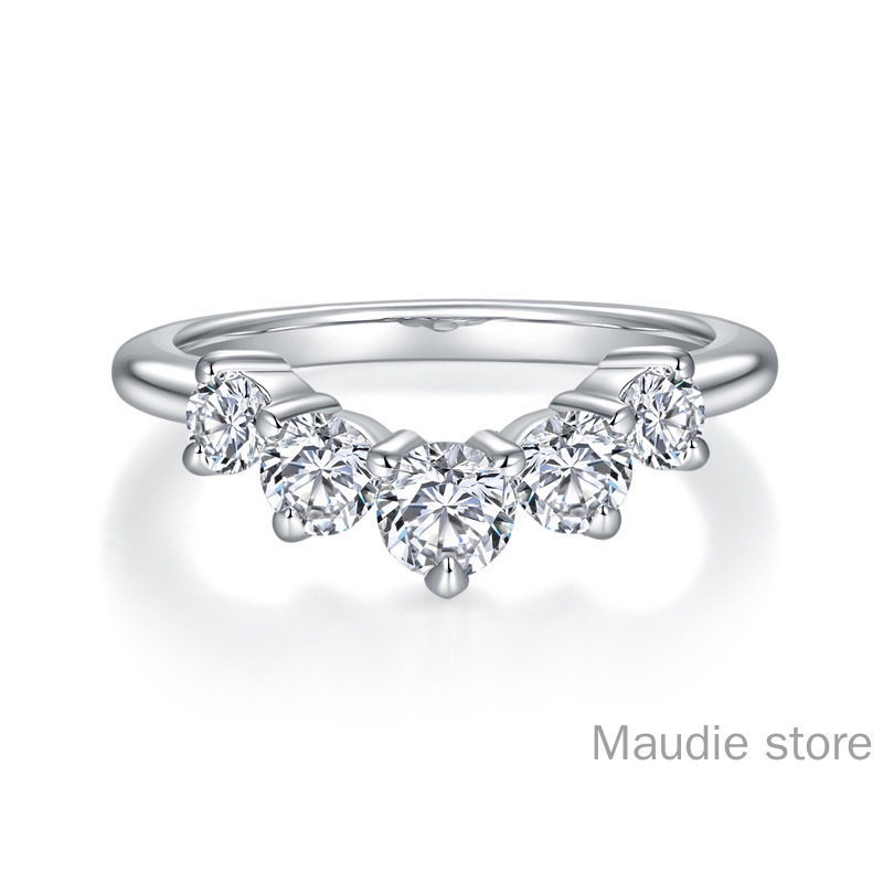 100% All Real Moissanite Diamond Ring V Shape Stack Sterling S925 Ring ...