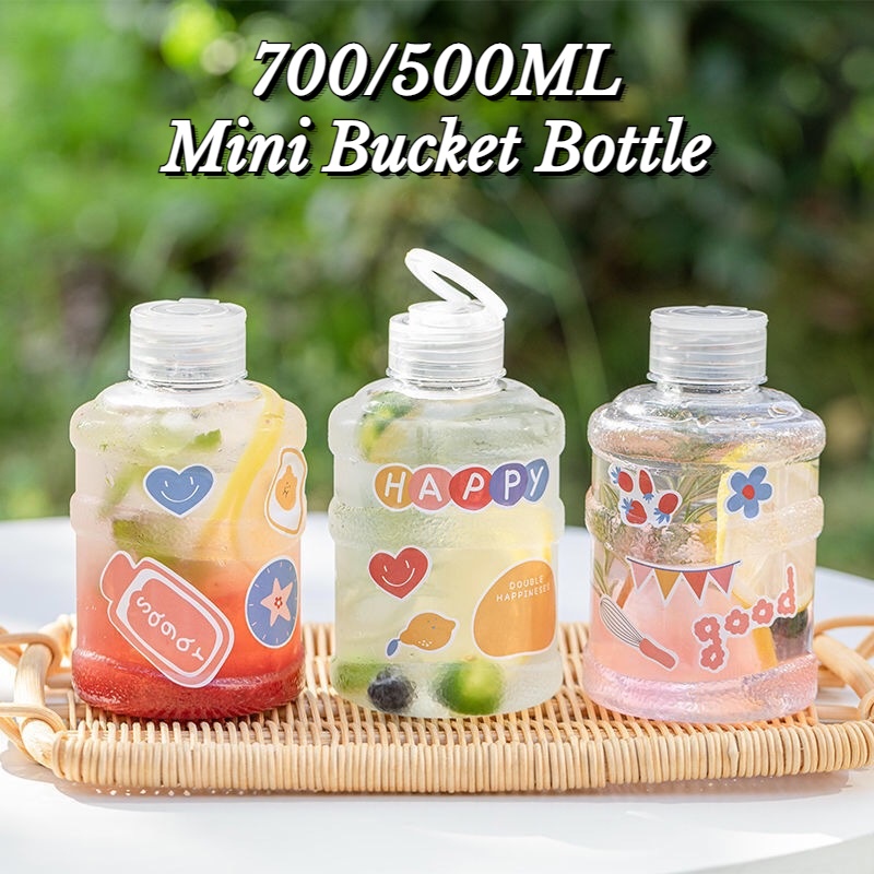 700/500ML Mini Water Bucket Creative Mineral Water Transparent Bottle ...