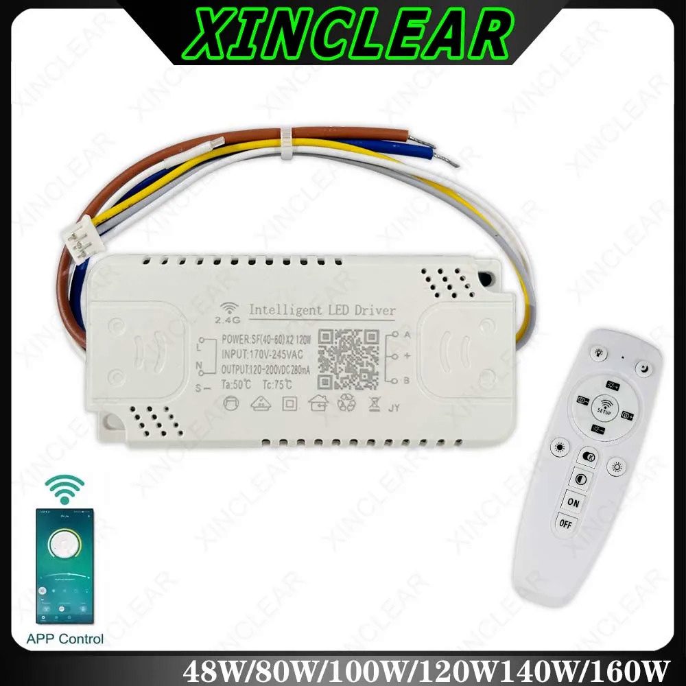 APP Control LED Driver 2.4G Remote Intelligent LED Transformer (12-24W)X2 (40-60W)X2 For ...