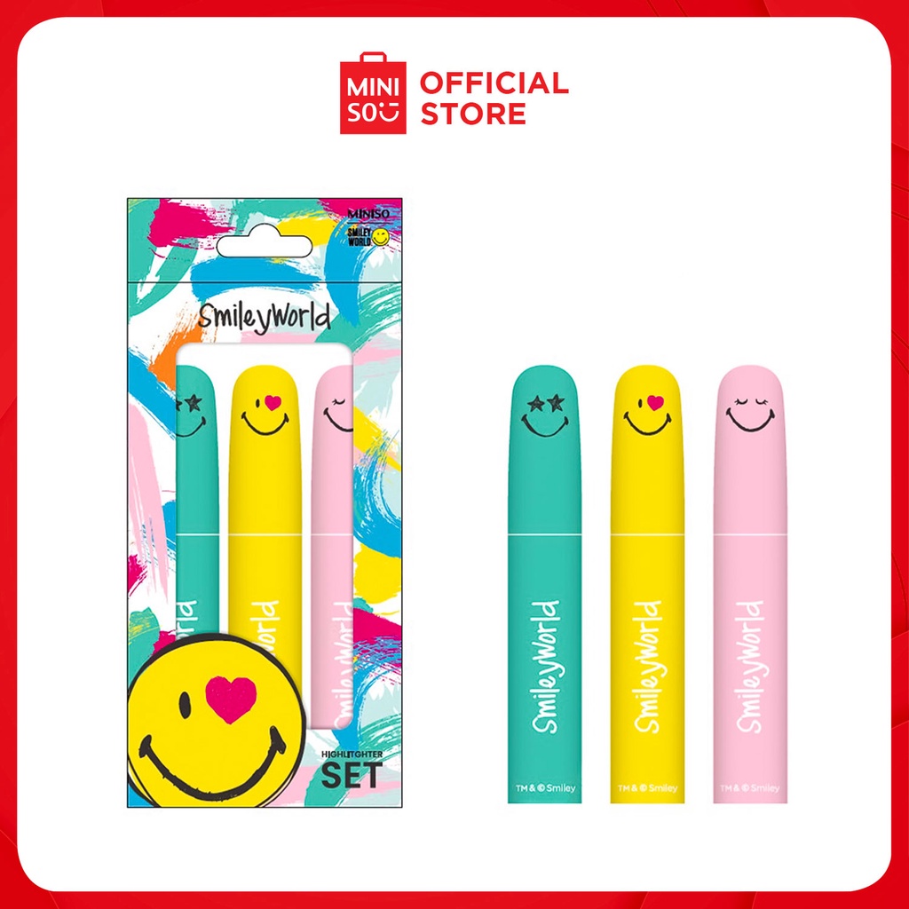 MINISO Smiley World Collection Marker Set (3 Pcs) | Shopee Philippines