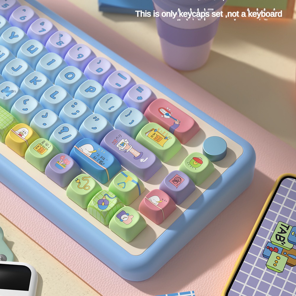 PBT Work Egg Cute Cartoon Theme Keycaps MOA Height Cute Creative ...