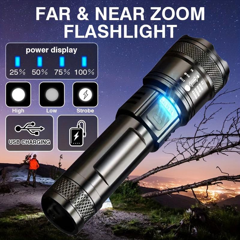 White Laser LED Flashlight with 3 Models Rechargeable Zoom Waterproof ...