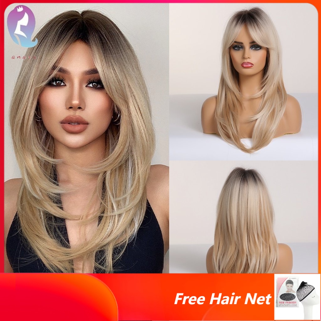 Women's wigs 6 new European and American wigs, oblique bangs, long ...