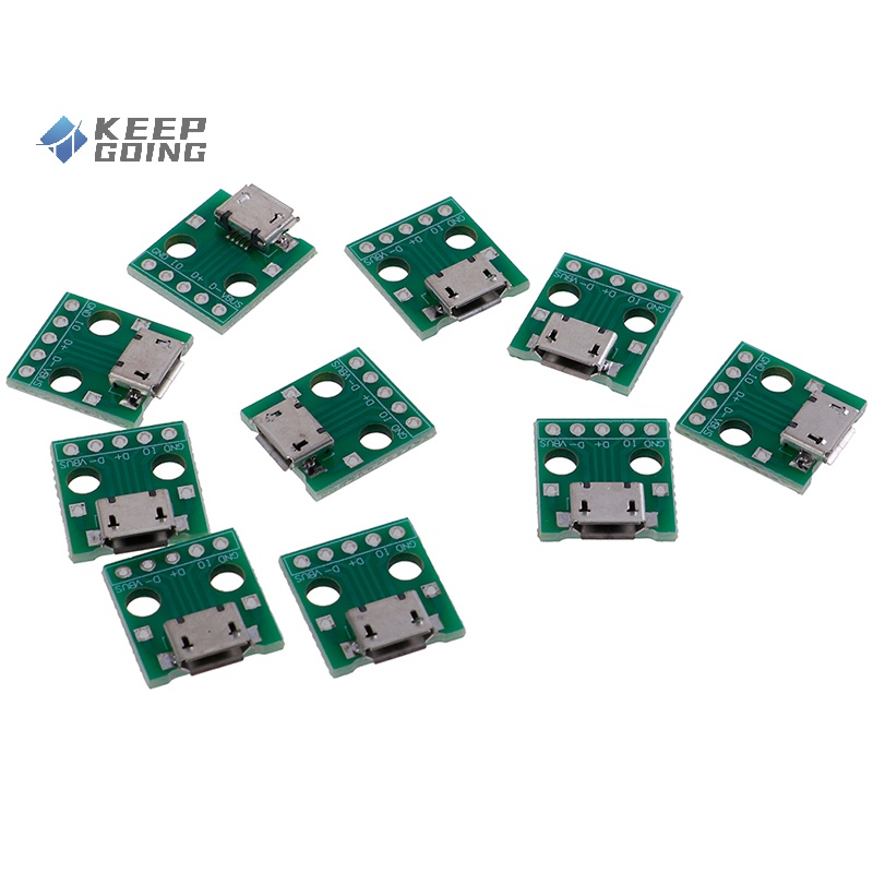 Keep Going＞ 10Pcs MICRO USB to DIP Adapter 5Pin Female Connector PCB ...