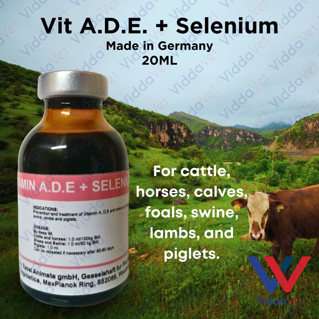 Viddavet Vitamin ADE + Selenium 20ml for animals pig , calves , sheep ...