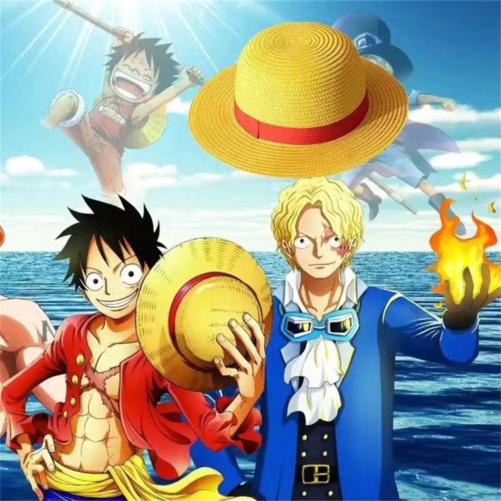 Anime One Piece Monkey D Luffy Straw Hat Pirate Wheat Cap Handmade Rope ...