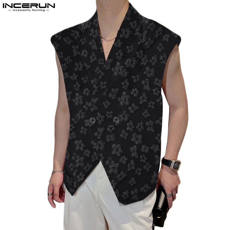 INCERUN Men's Fashion Small Flower Sleeveless Vest | Shopee Philippines