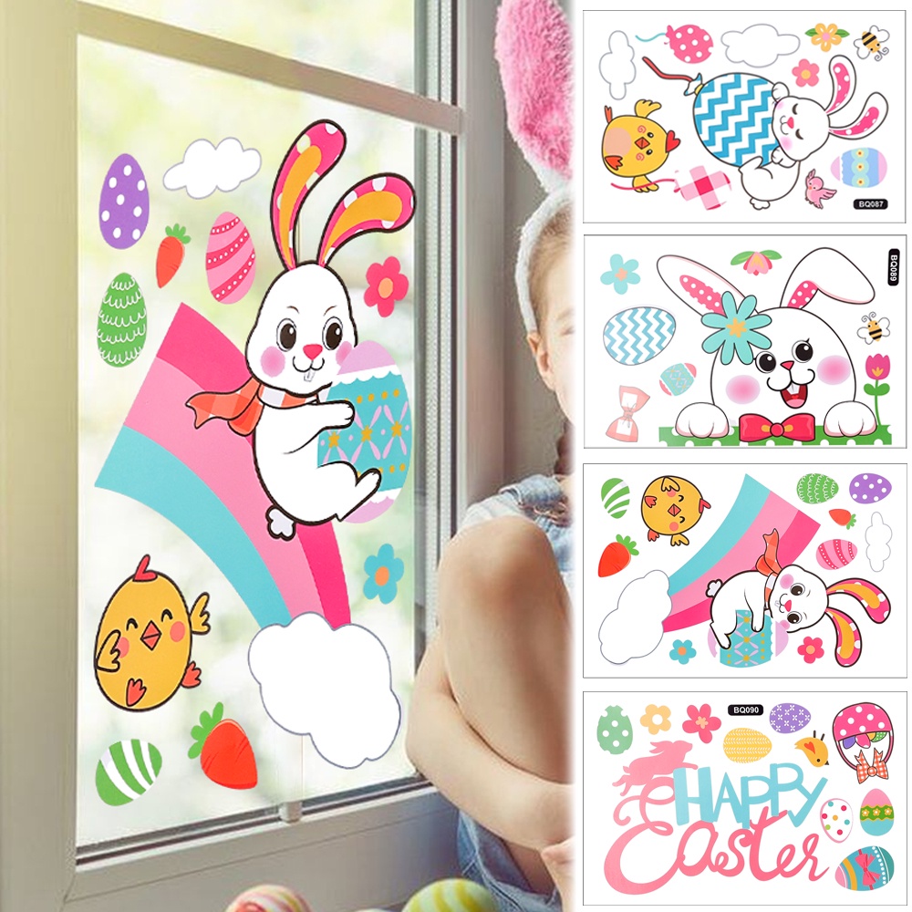 Home Cute Cartoon Ornament / Double Side Visual Static Sticker / Happy ...