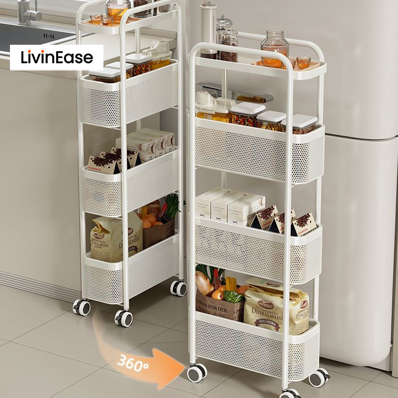 Livinease Movable Rack with Wheels Cosmetic Storage Rack Kitchen ...