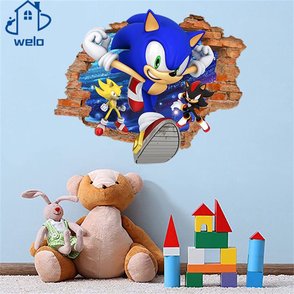 WELO Sonic Cartoon Sticker Pvc Wallpaper Game Poster 3d Having A Three ...