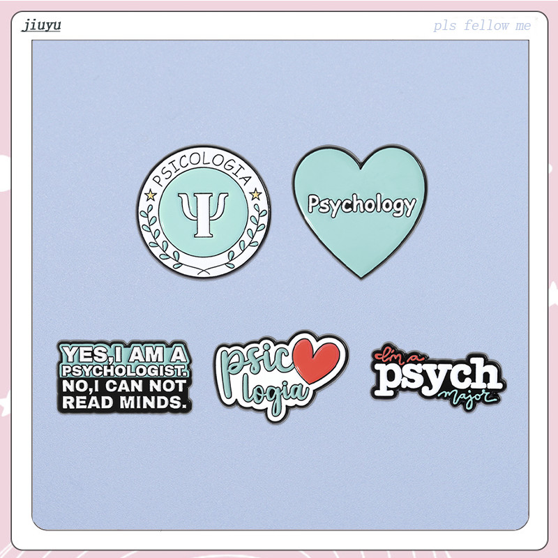 Psychology Mental Health Enamel Pins Psych Major Brooches Red Heart ...