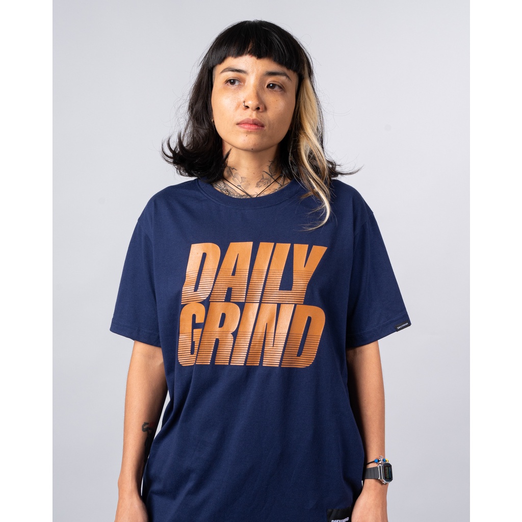 DAILY GRIND STREAKY TSHIRT NAVY BLUE/BROWN | Shopee Philippines
