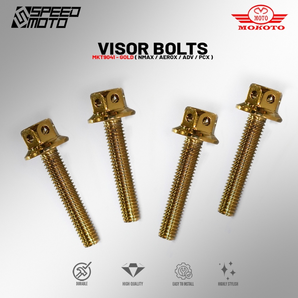 MOKOTO GOLD PLATED VISOR BOLTS FLOWER DESIGN FOR NMAX ADV AEROX AND PCX ...
