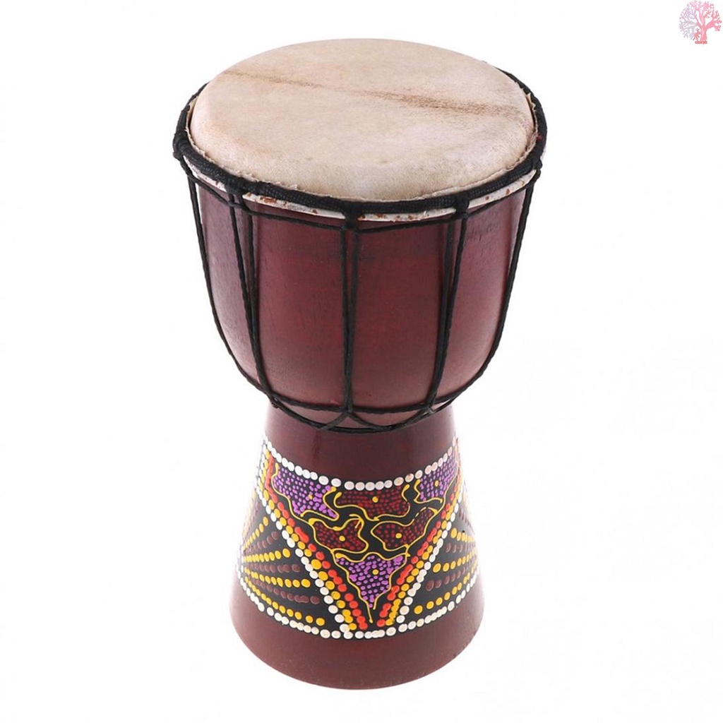 Y-6in African Djembe Drum Hand-Carved Solid-Wood Goat-Skin Traditional ...