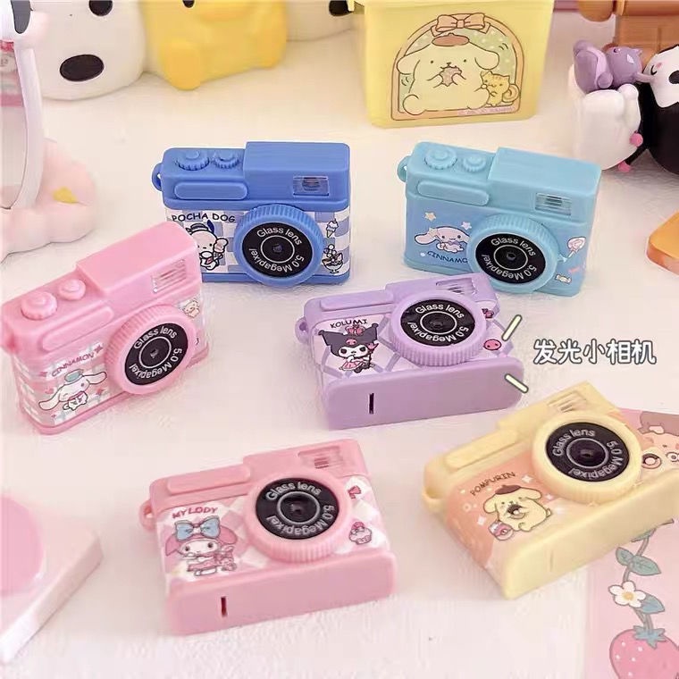 Sanrio Camera Style Keychain Kuromi My Melody Luminous Keyring ...