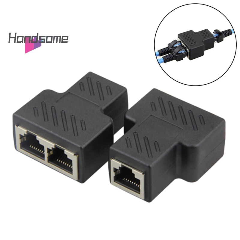 Handsome- 1 to 2 LAN ethernet Network Cable RJ45 Splitter Plug Adapter ...