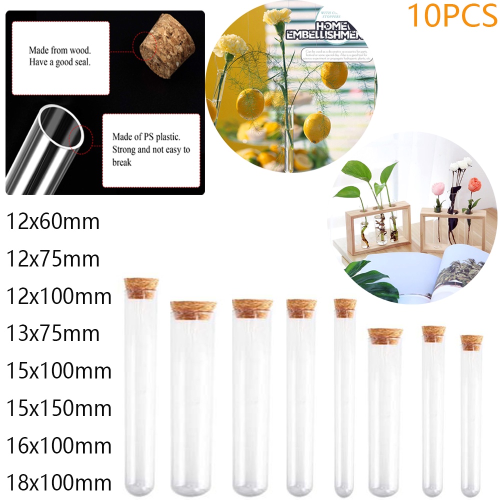 10PCS Transparent Plastic Test Tube with Cap U-shaped Bottom Long ...