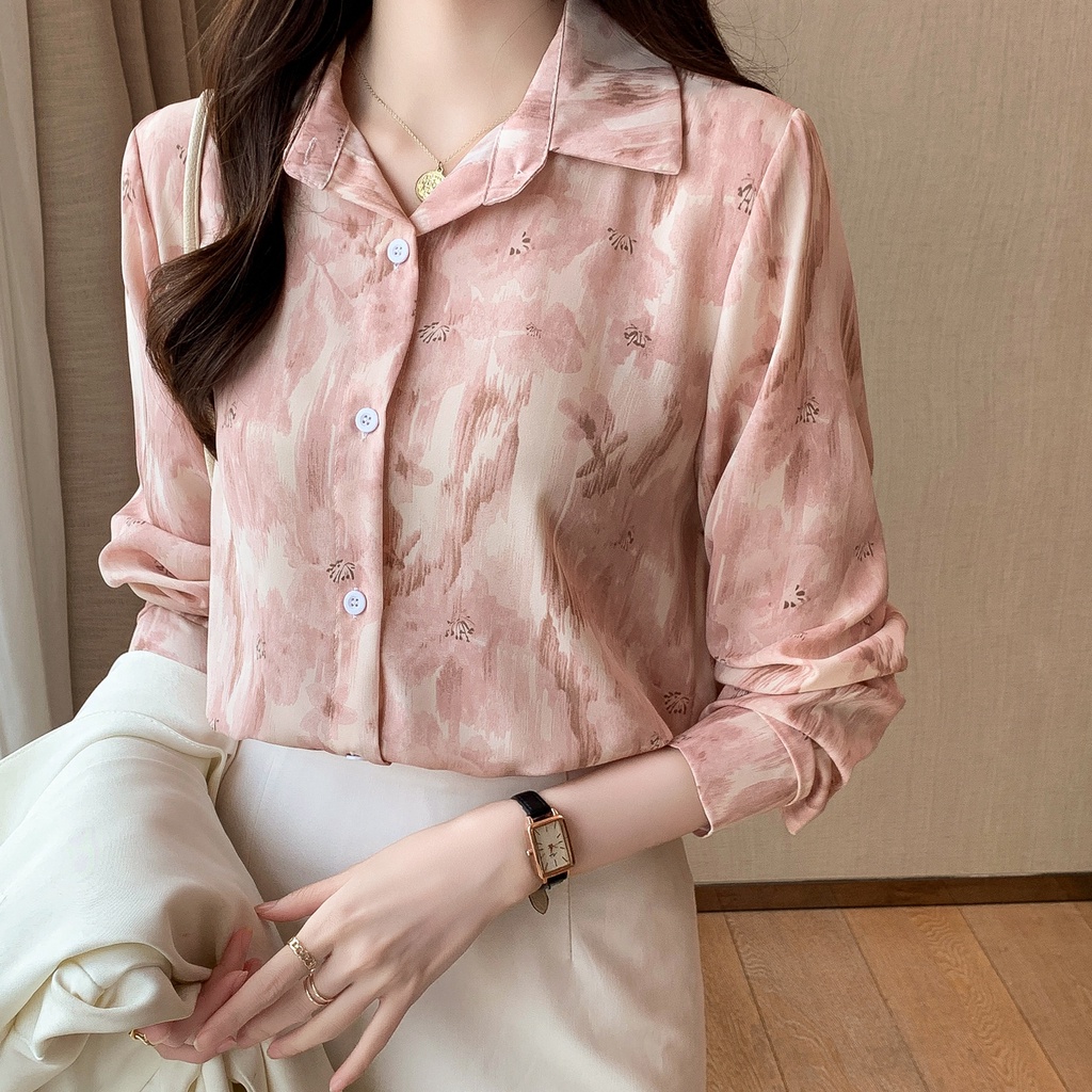 24h Shipping Muslim Long Shirt Smooth Fabric Chiffon Printing Smudge ...