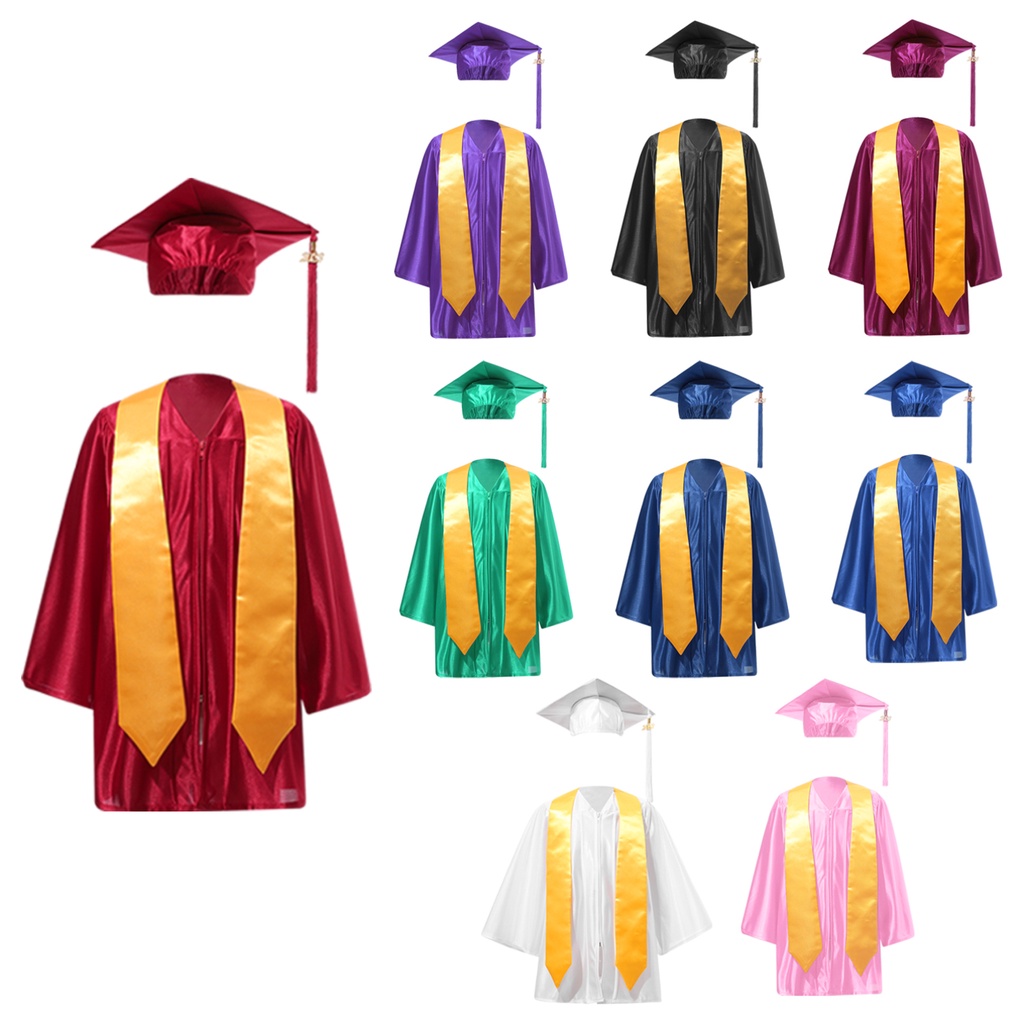 Kids Preschool Kindergarten Graduation Gown Cap Uniform Set with 2023 ...