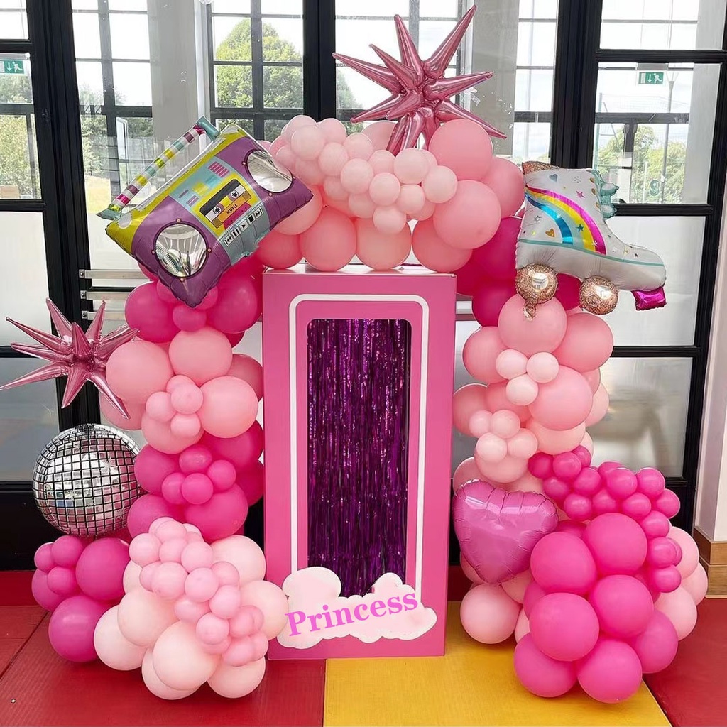118pcs Pink Barbie Theme Exploding Star Radio Skates Disco Balloons ...