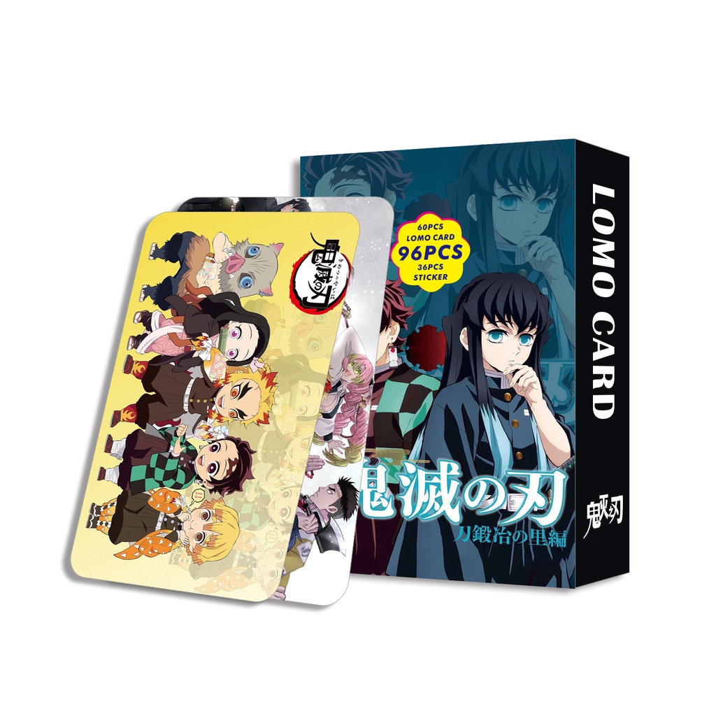 96pcs/box Demon Slayer Stickers Photocards Lomo Cards Double Sided ...