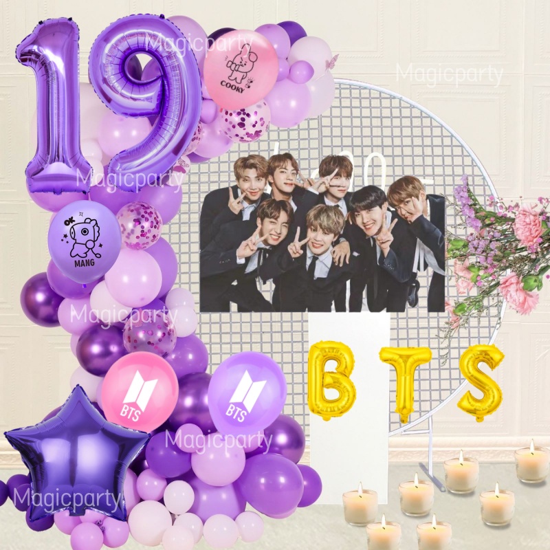 BTS Balloon Balloon Cooky Purple18Inch Star Purple 32inch Number ...