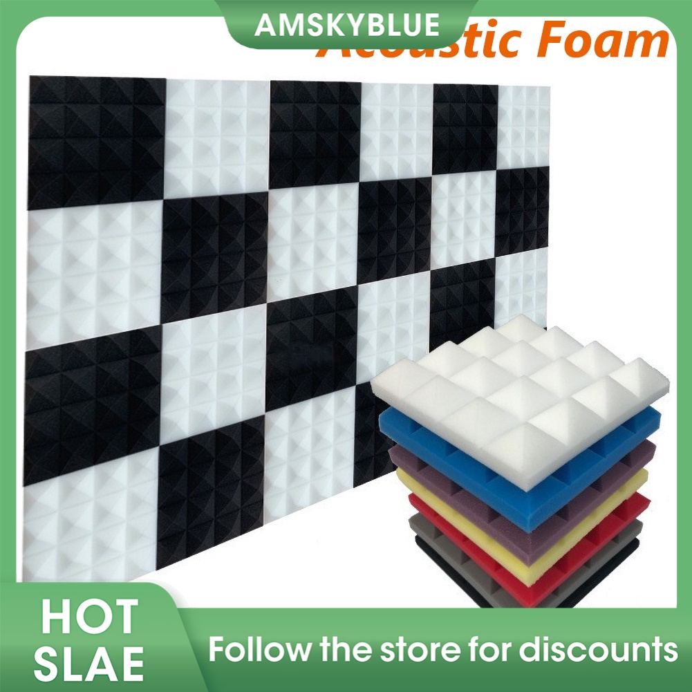 AMD-6Pcs 25x25x5cm Pyramid Studio Acoustic Panel Tile Soundproof Foam ...