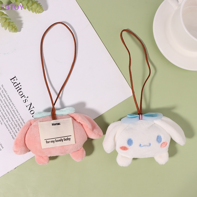 FBTOY Cute Sanrio Name Sticker Pendant Cinnamoroll Melody Kulomi Plush Stuffed Doll Anti-lost ...