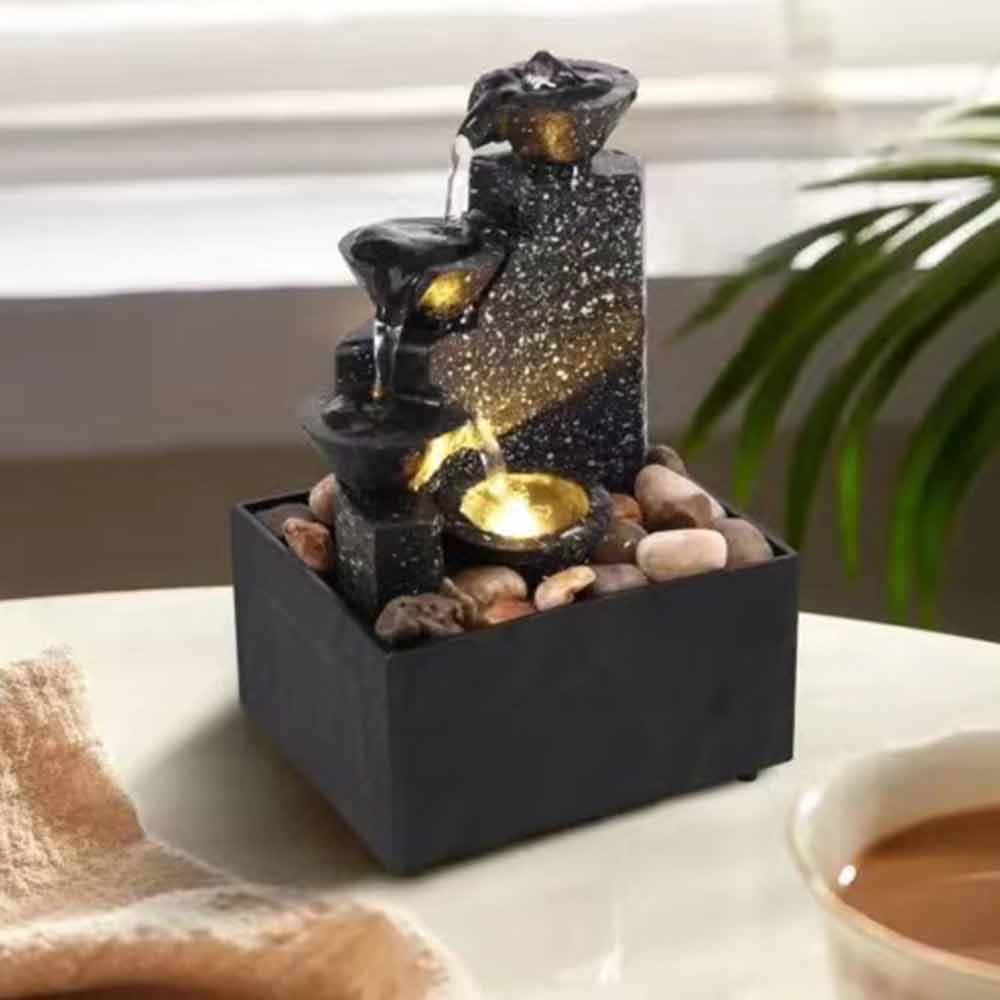 USB Water Fountain Desktop Flowing Water Waterfall With Led Light ...
