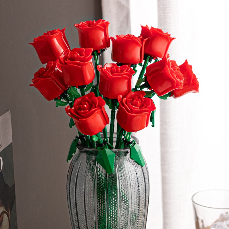 Rose brick, flower brick, building block children's toy DIY mini ...