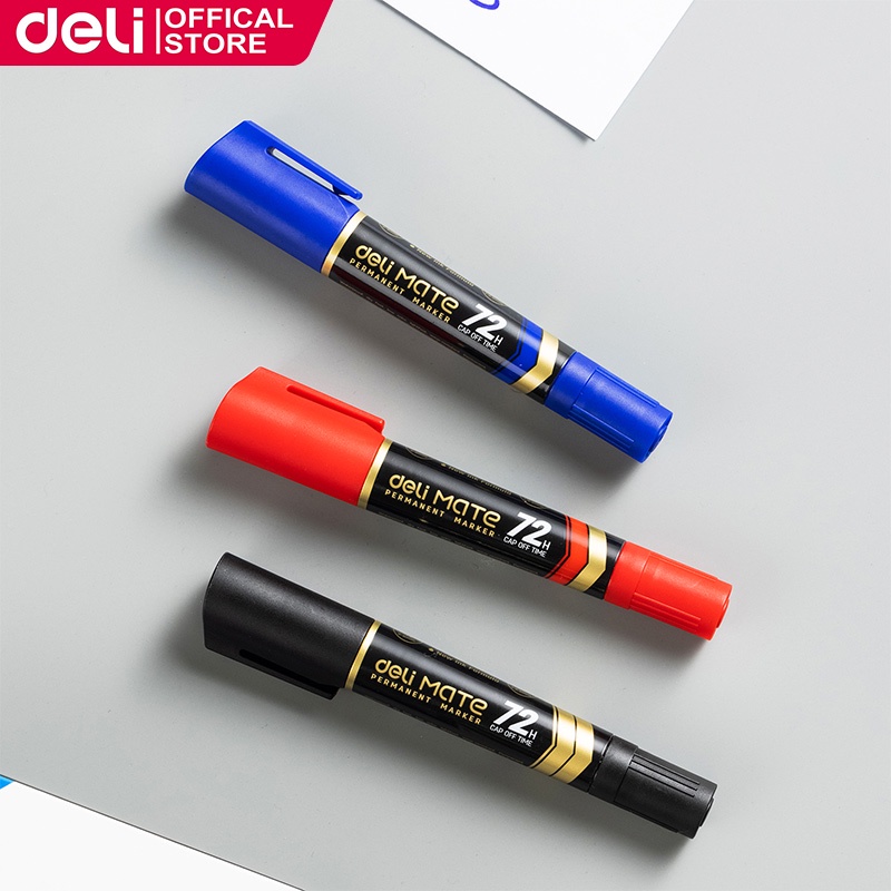 Deli Permanent Marker Double-Ended Design Marker Pen Office Supplies ...