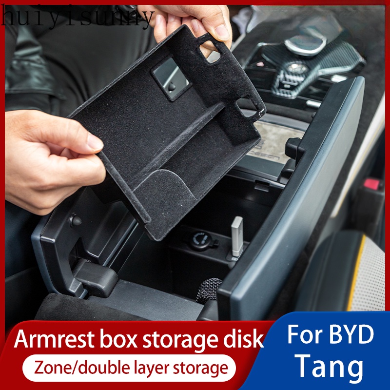 HYS New Armrest Storage Box For BYD Tang EV DMI/DMP Tan 2023 2022 Center Console Flocking ...