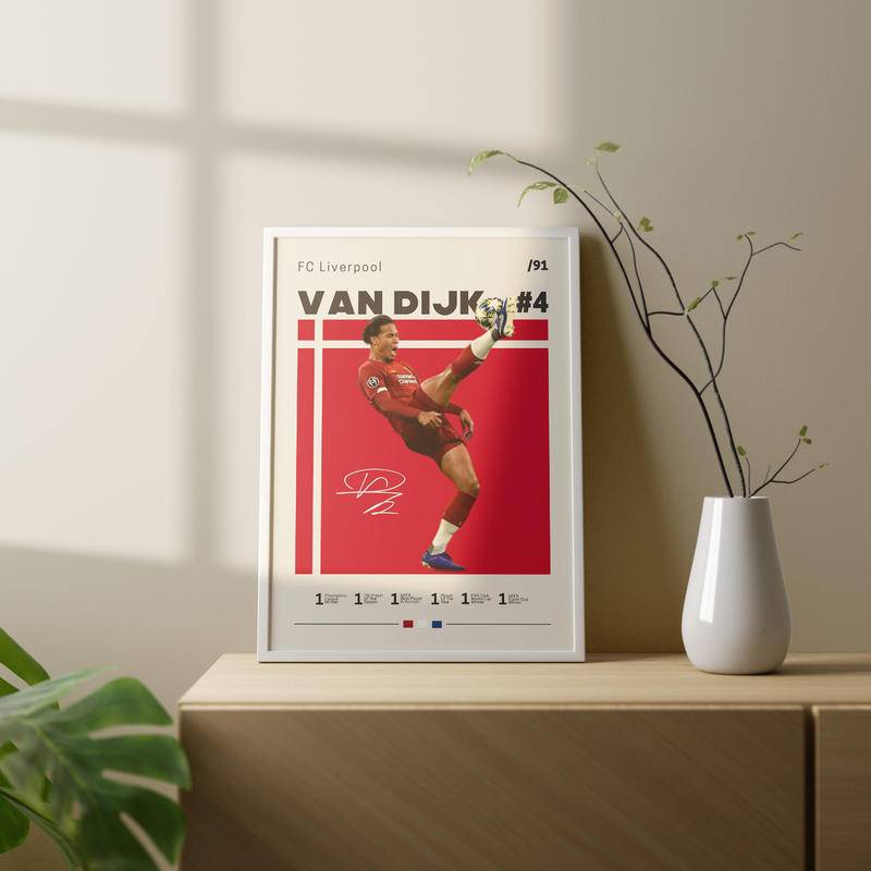 Virgil van Dijk Poster, FC Liverpool Football canvas Print, Football ...