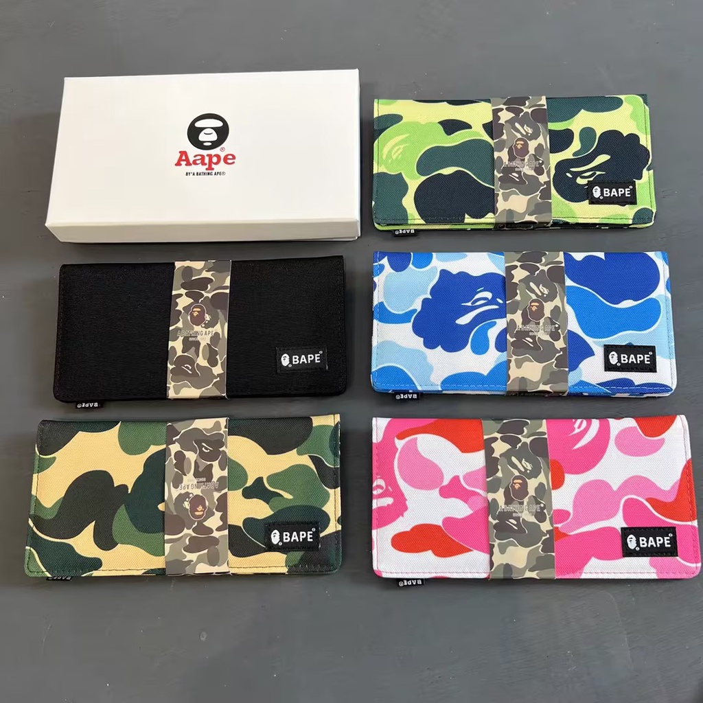 BAPE Letter Casual Long Wallet Vertical Trend Multi Card Slot Card Bag ...