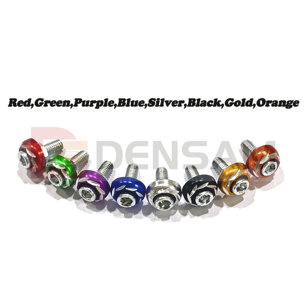 Densam Car Motorcycle Plate Bolt Screws 6mm Thread Auto Hex Cap Screw ...
