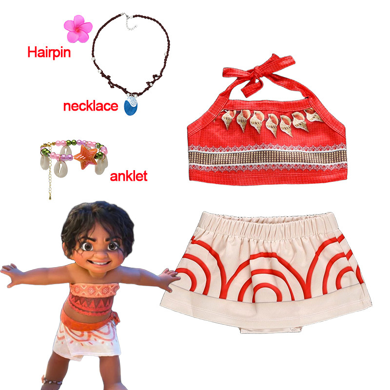 Baby Girls Moana Costume Dress for Kids Birthday Party Cosplay Vaiana ...