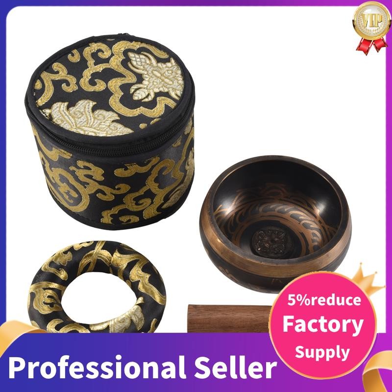 Tibetan Singing Bowl Set with New Dual-End Stroker Cushion Handcrafted ...