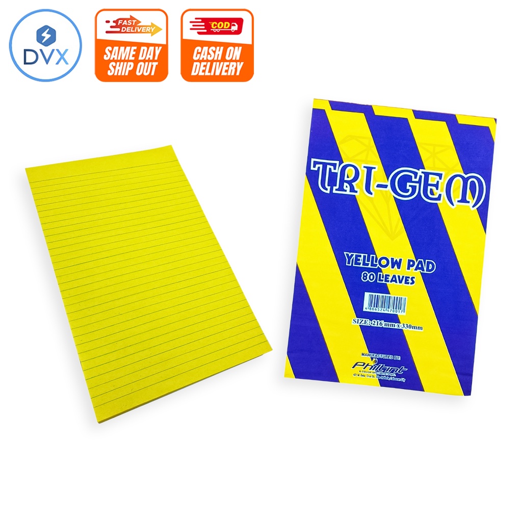 COD DVX Yellow Pad Paper #1019 80Leaves School Supplies Arts and Crafts ...